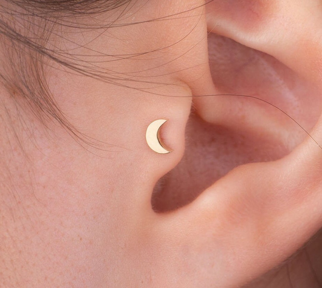 14k Solid Gold Tragus, Gold Tragus Earring, Tragus Stud Earring, Tragus ...