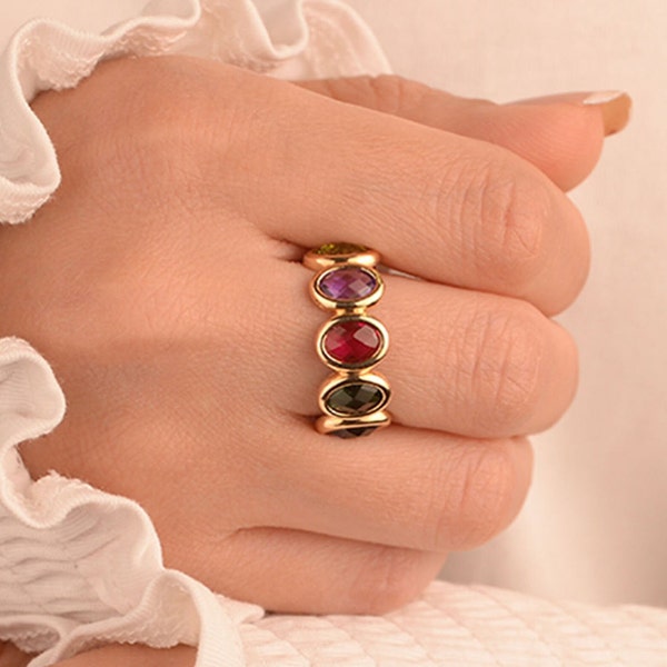 Multi Stone Ring - Etsy