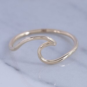 Gold Wave Ring, 14k Solid Gold Ring, Wavy Ring, Wave Shaped, Minimalist ...