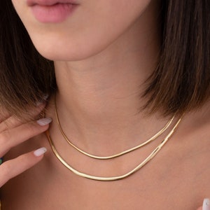 14k Solid Gold Chain Necklace Gold Snake Chain Gold - Etsy