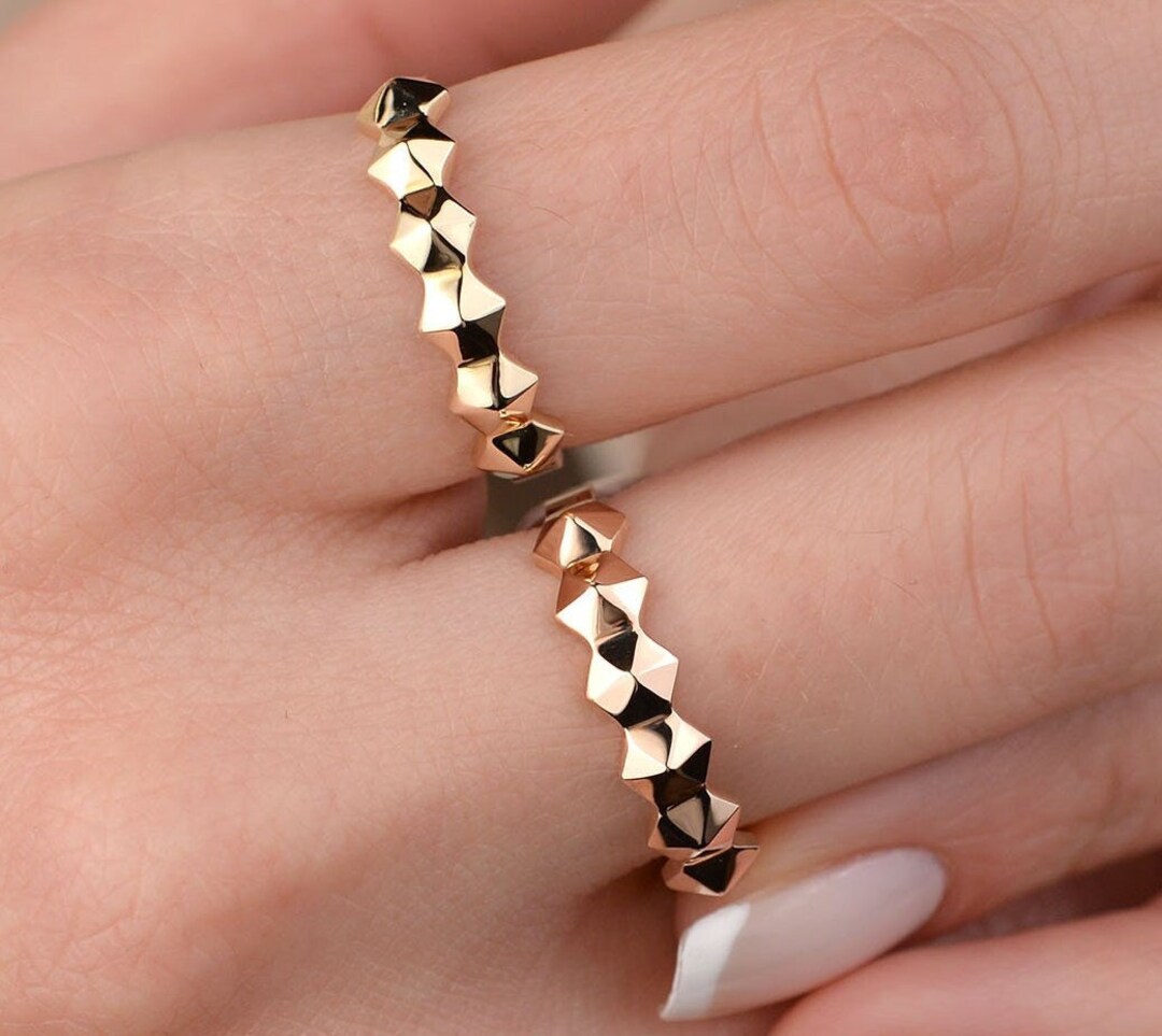 Gold Pyramid Ring, 14k Solid Gold Ring, Hexagon Pyramid, Geometric ...