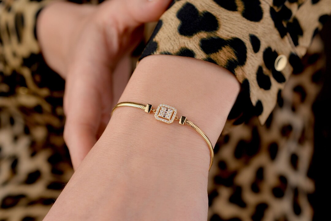 14k Solid Gold Bracelet / Snake Chain Bracelet / Gold Dainty Bracelet ...