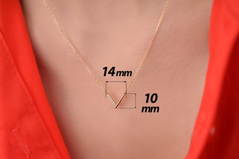 V Shaped Necklace 14k Solid Gold Necklace Gold Chevron | Etsy