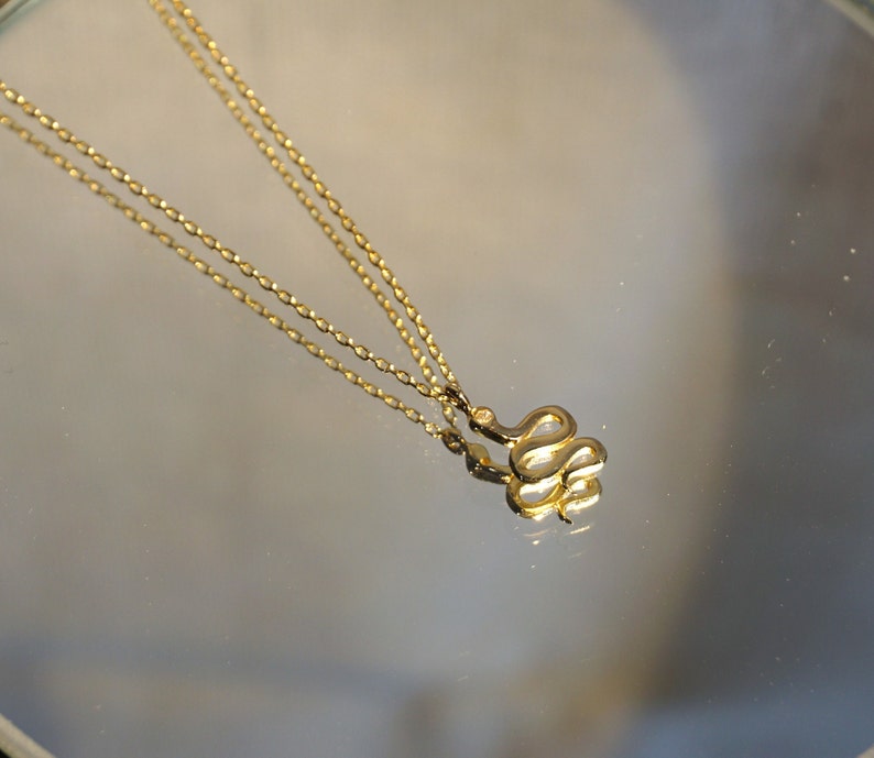 Gold Snake Pendant Necklace 14k Solid Gold Snake Necklace - Etsy