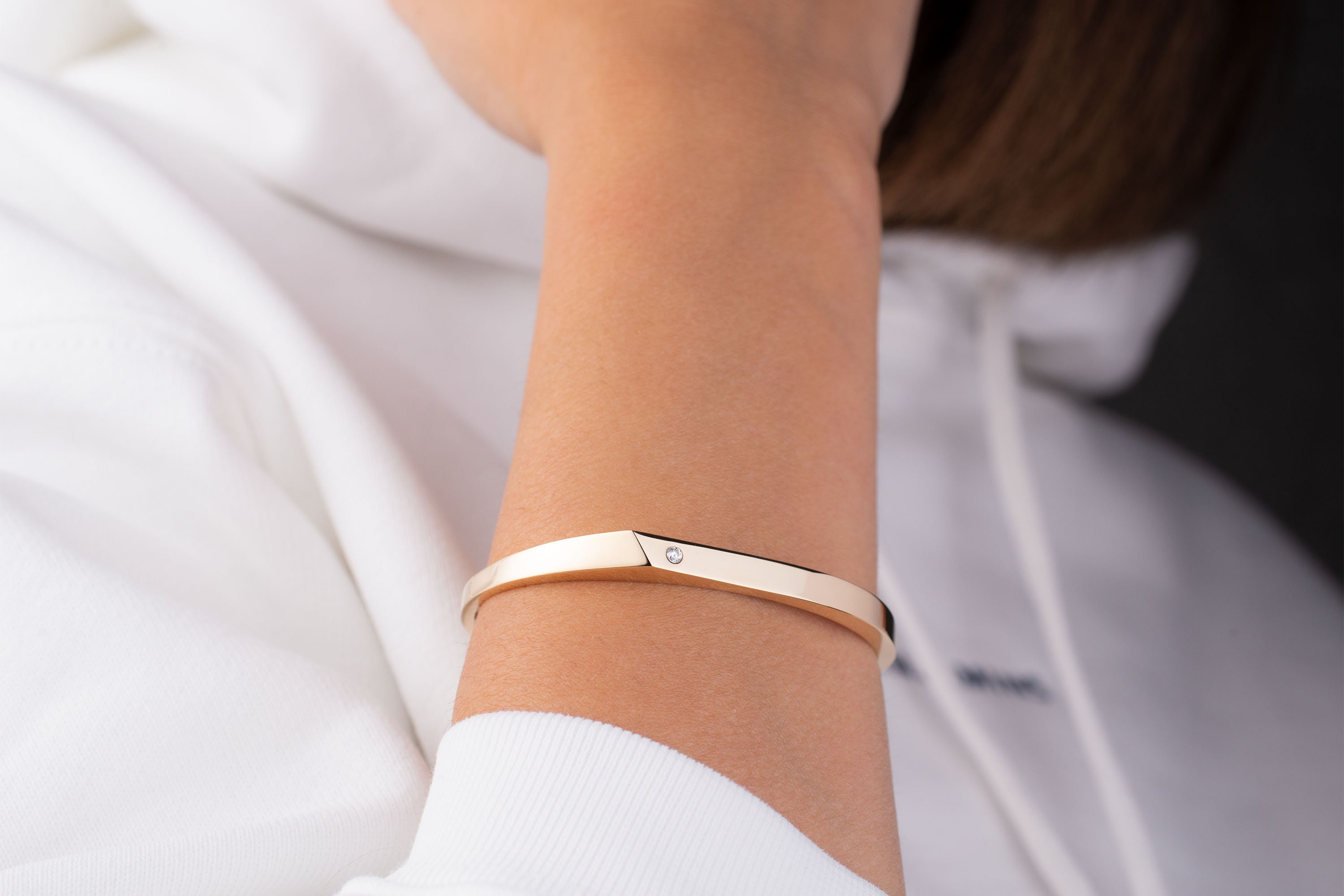 14k Gold Bangle Bracelet Minimalist Bangle Asymmetrical - Etsy
