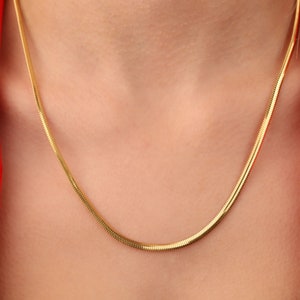 14K Solid Gold Snake Chain Snake Chain Necklace Herringbone - Etsy