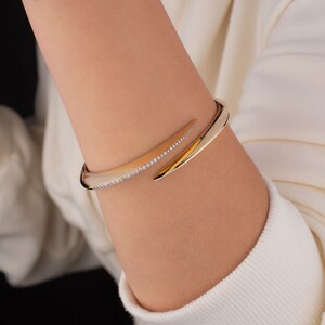 Open Bangle Bracelet Gold Hinged Bangle 14k Solid Gold - Etsy