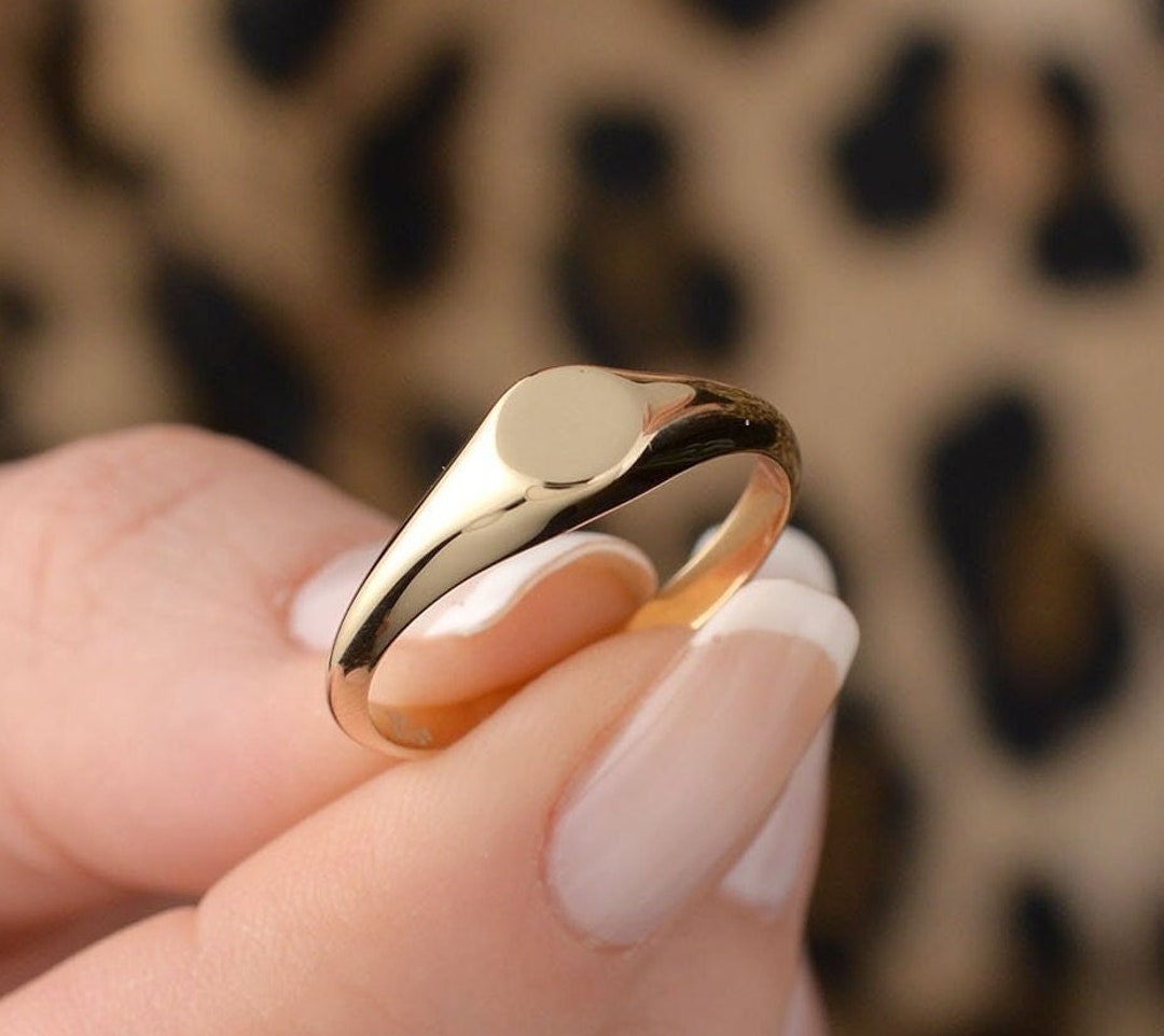 Personalized Ring, Minimal Signet Ring, Name Ring,14k Solid Gold Ring ...