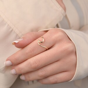 Gold Wave Ring, 14k Solid Gold Ring, Wavy Ring, Wave Shaped, Minimalist ...