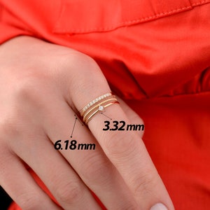 Multi-band Ring, Trio Ring, Three Row Ring, 14k Solid Gold Ring, Triple ...