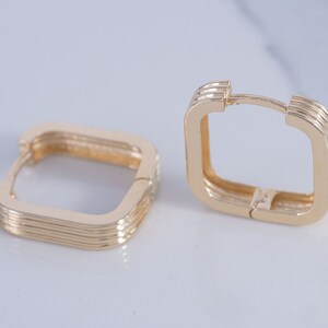 Gold Square Hoop 14k Solid Gold Hoop Earring Thick Gold - Etsy