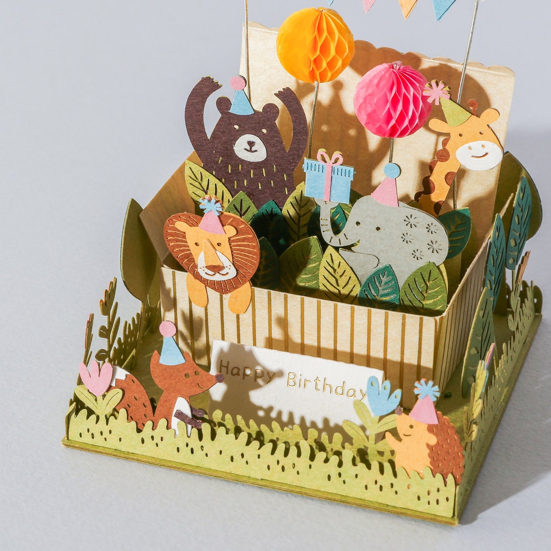 Woodland Animal Birthday Card, Mini House Kit, Ship From USA, 3D ...
