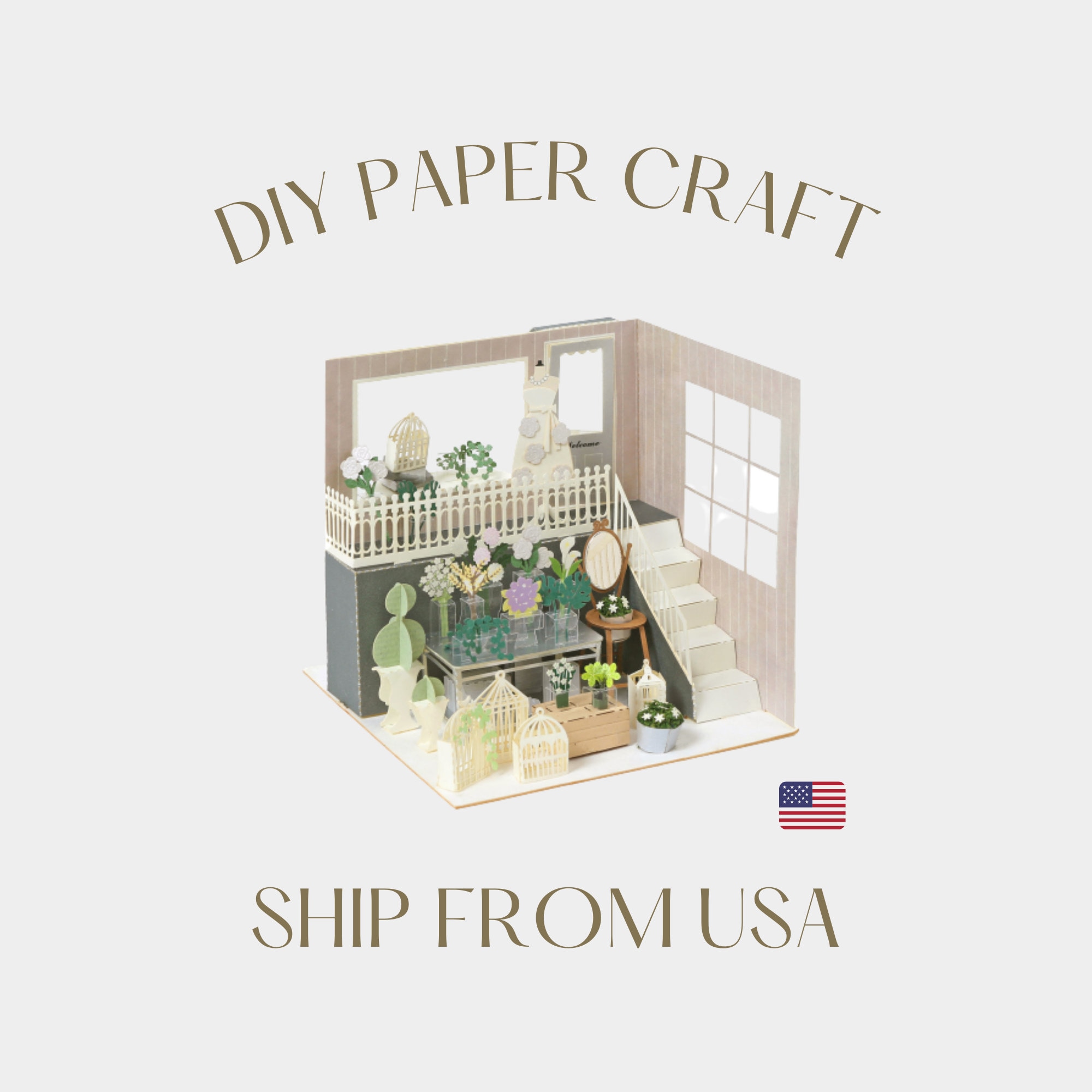 DIY Miniature Flower Shop Paper Cut Kit Paper Craft Art - Etsy