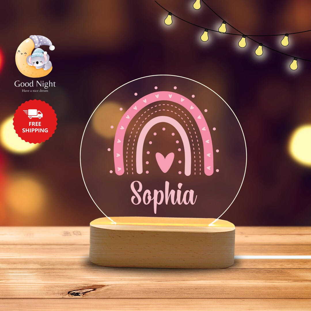 Rainbow Night Light Nursery Decor, Customized Gift for Newborn, Kids ...