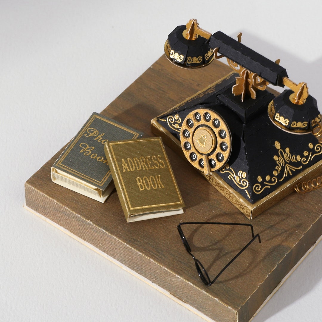 DIY Papier Antikes Telefon Handwerk, 3D Modell Bastelset, DIY Geschenk ...
