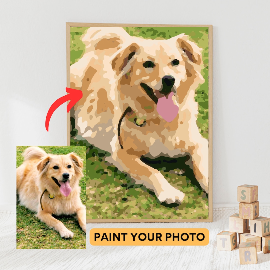 Custom Pet Portrait Hand Painted Paint by Number Painting of Your Dog ...