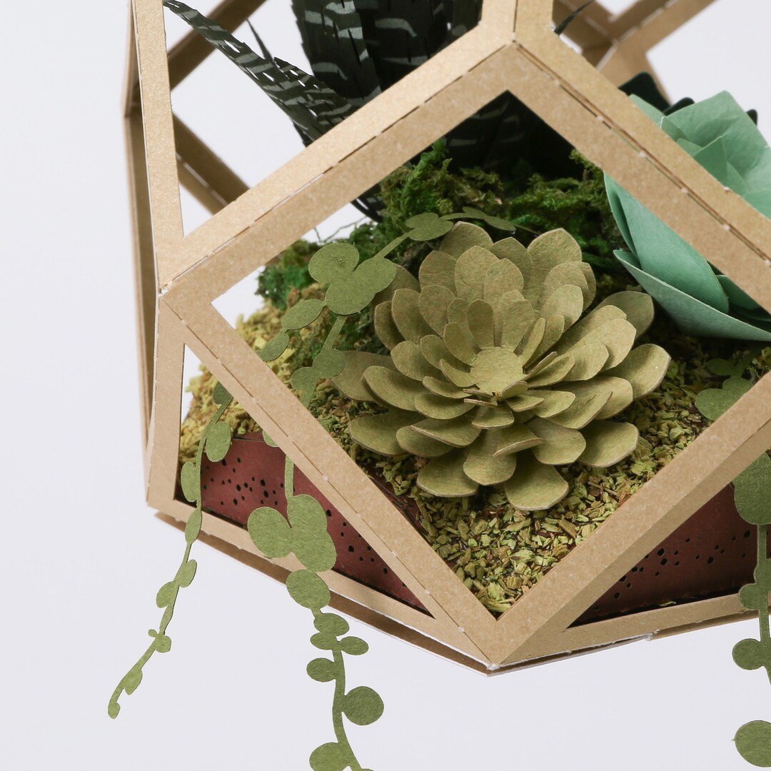DIY Succulents Plants, Hanging Ornament, DIY Paper Terrarium Kit, Paper ...