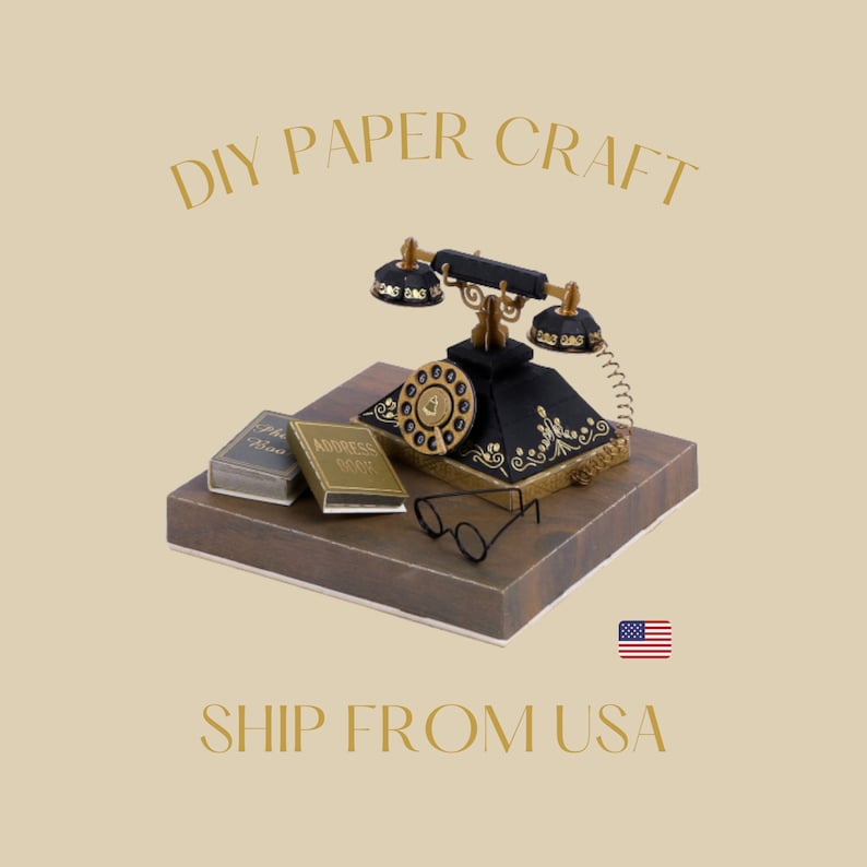 DIY Paper Antique Telephone Craft 3D Model Craft Kit DIY - Etsy