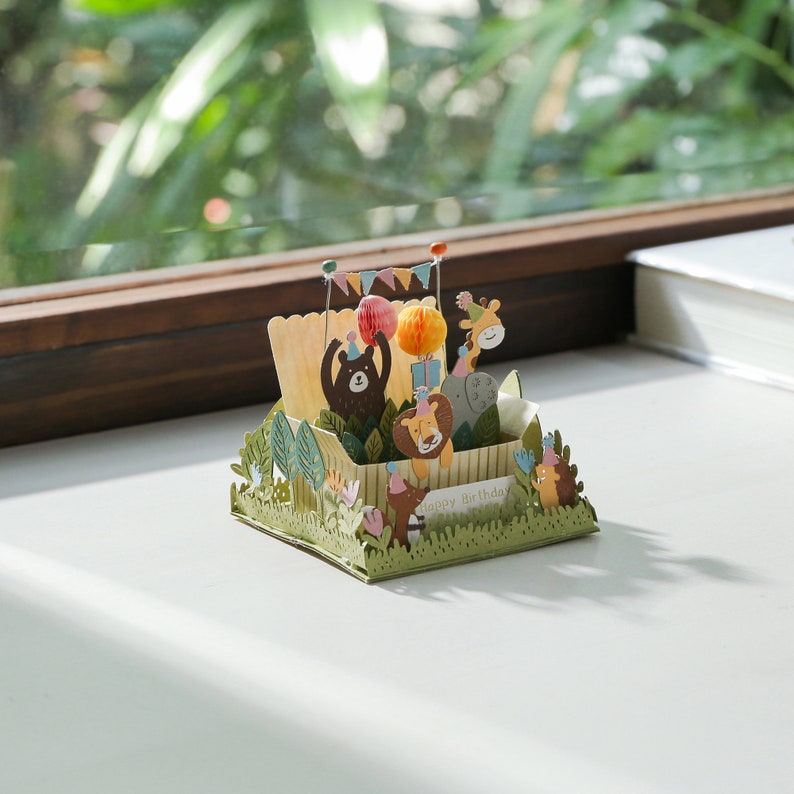 Woodland Animal Birthday Card, Mini House Kit, Ship From USA, 3D ...