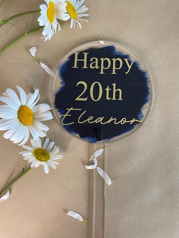 Personalised Round Acrylic Cake Topper - Etsy