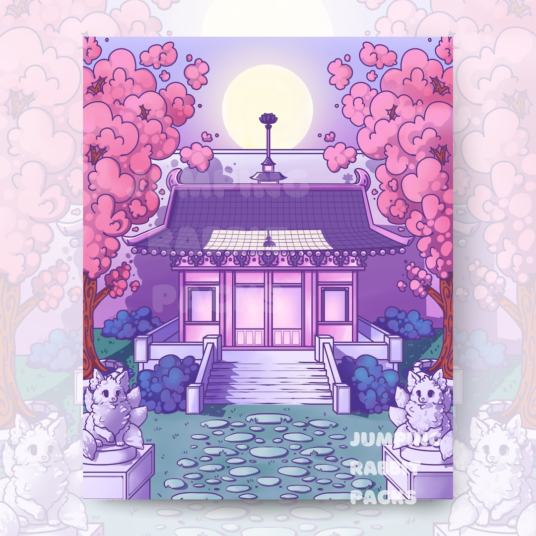 Cherry Blossom Shrine PRINTABLE Purple Aesthetic Shrine With Fox ...