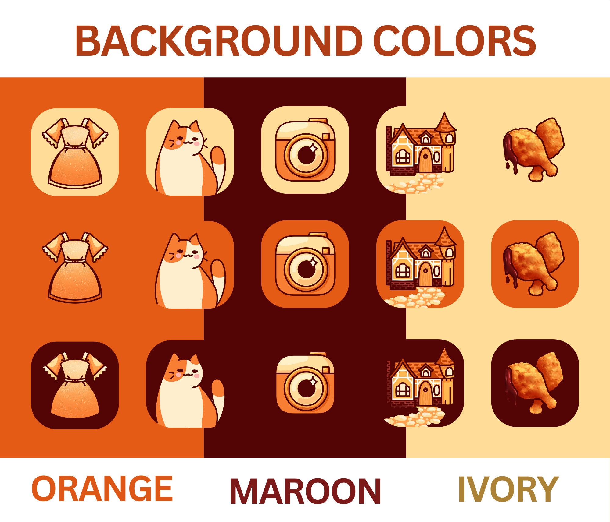 Fried Chicken Ios App Icon Pack for iPhone Android Funny Food Icons for ...