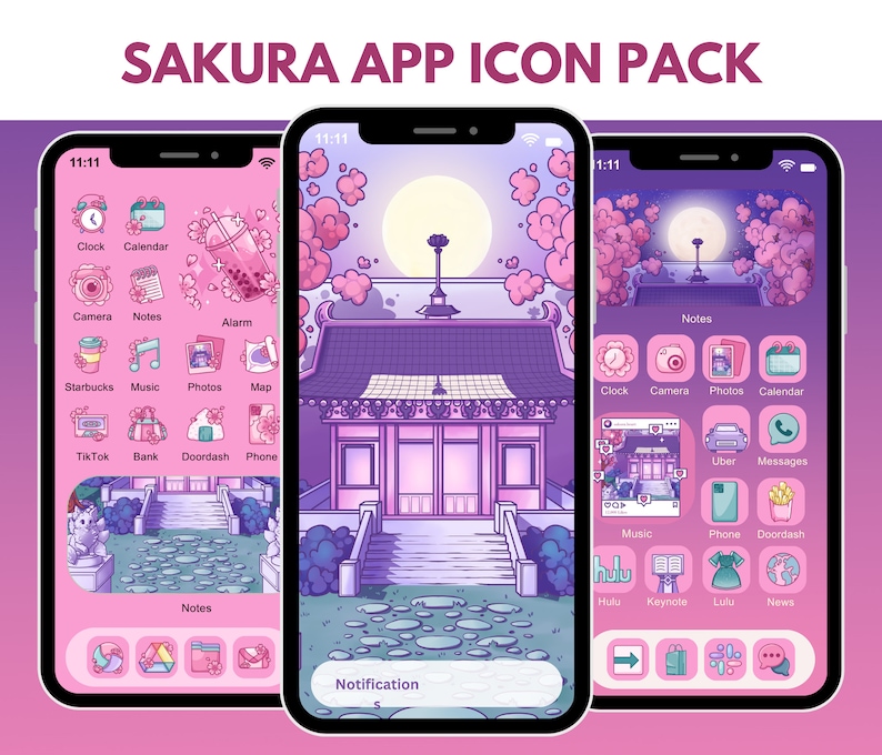 Sakura Icons for Ios iPhone Android Cherry Blossom App Icon Pack Pink ...
