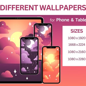 Sunset App Icon Pack Pink Orange Purple Clouds Sky Icons Cute Hand ...
