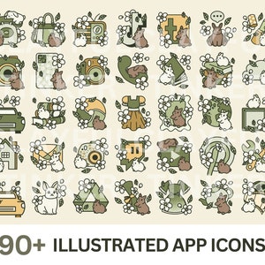 Ios App Icon Pack Cottagecore Bunny Cute Icons for iPhone Android ...