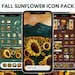 Fall Sunflower Icons for Ios iPhone Android Autumn Floral App - Etsy