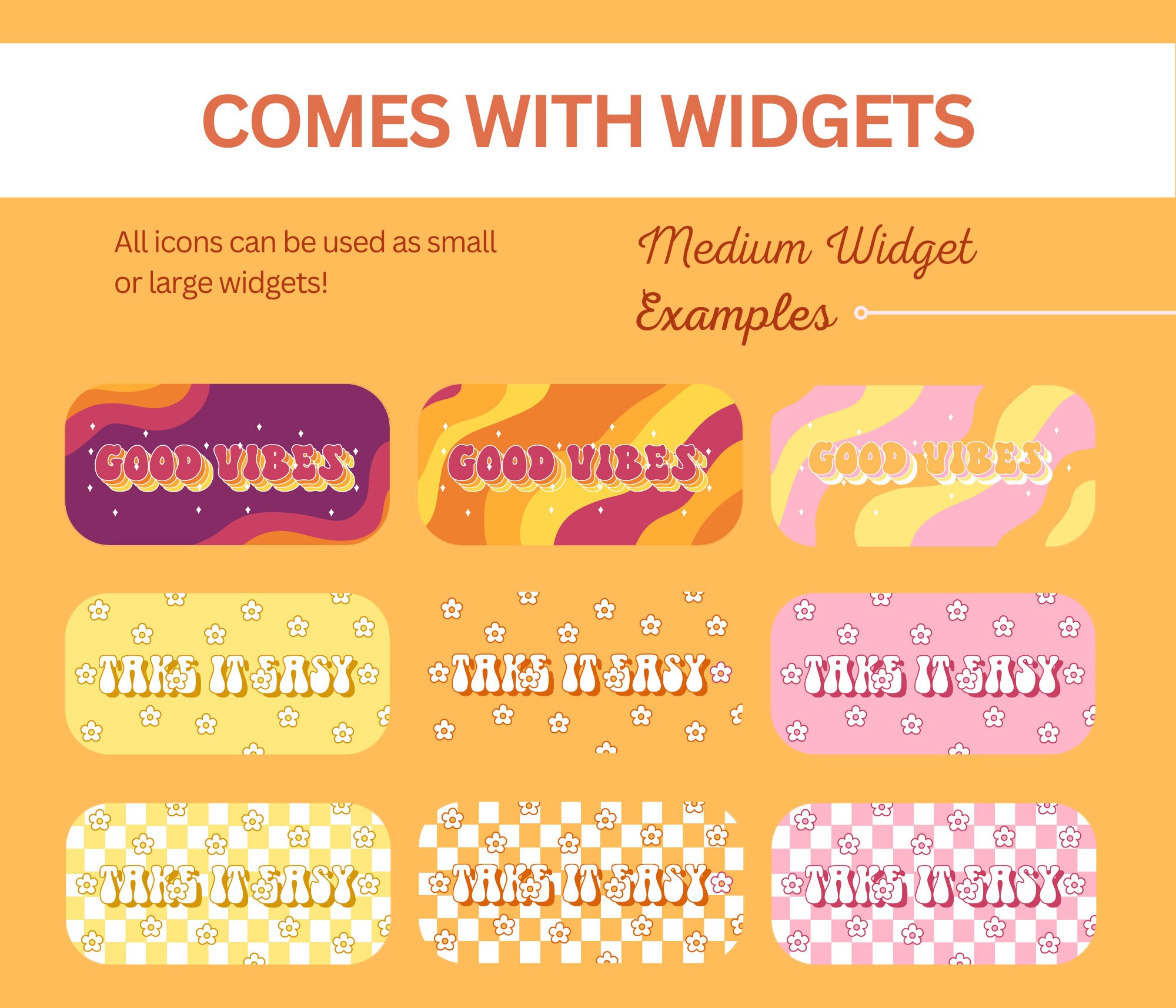 Retro App Icon Pack 80s Pink Orange Groovy Icons Cute Hand - Etsy