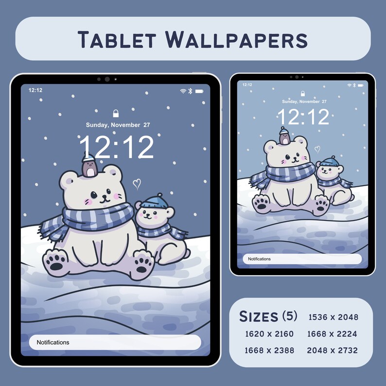 Snowy Polar Bear App Icon Pack for Ios Android Tablet Winter Theme Cute ...