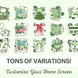 Cute Frog App Icon Pack Set for iPhone and Android Green Icons Flower ...