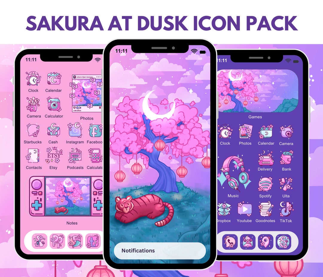 Sakura at Dusk Icons for Ios iPhone Android Cherry Blossom App Icon ...