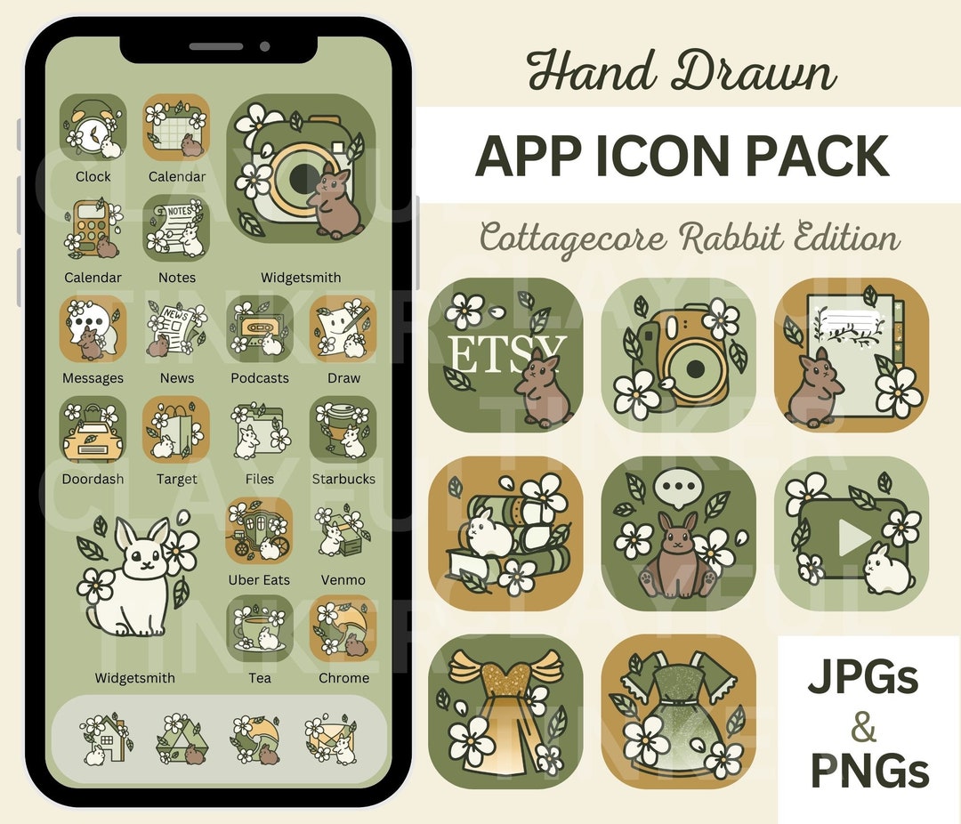 Ios App Icon Pack Cottagecore Bunny Cute Icons for iPhone Android ...