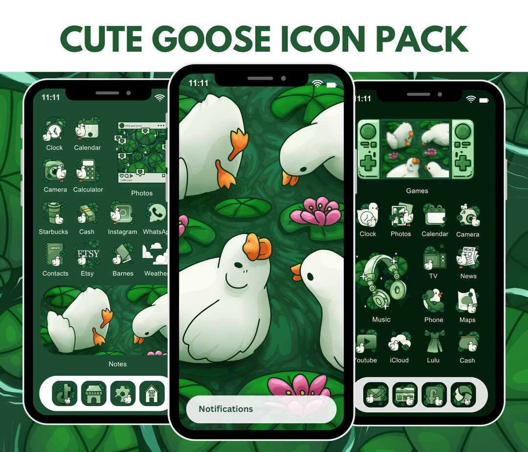 Cute Goose App Icon Pack for Ios Android Tablet Silly Goose Kawaii Icon ...