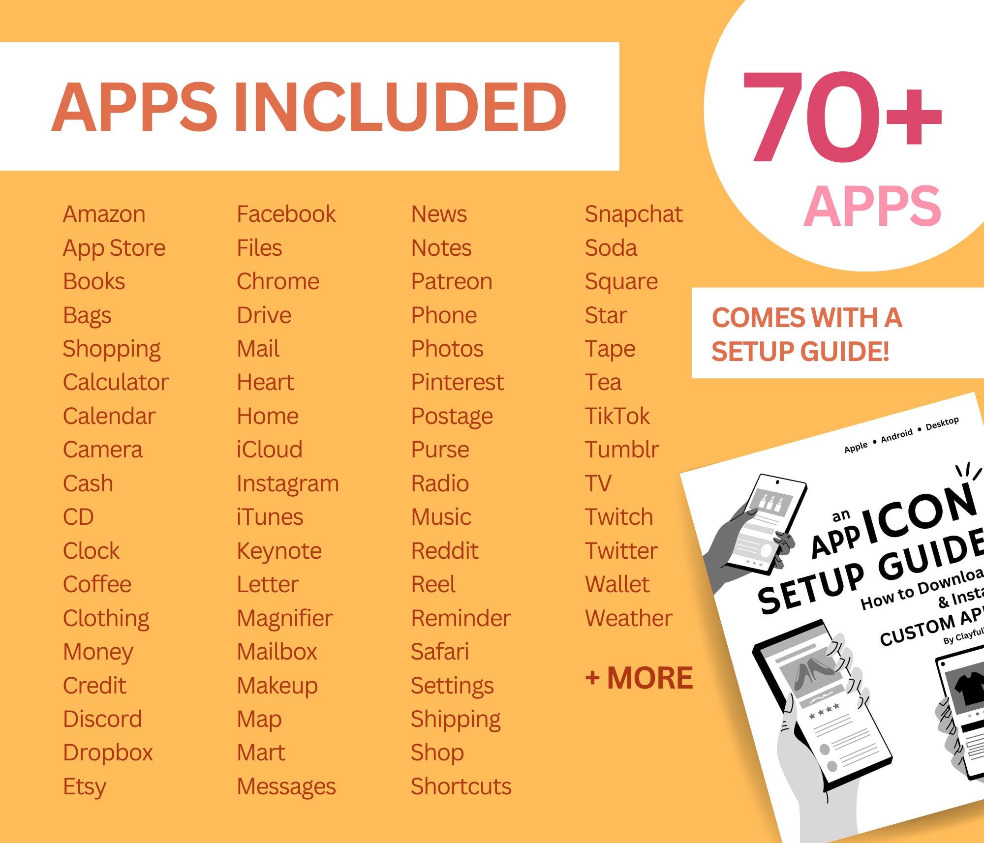 Retro App Icon Pack 80s Pink Orange Groovy Icons Cute Hand - Etsy