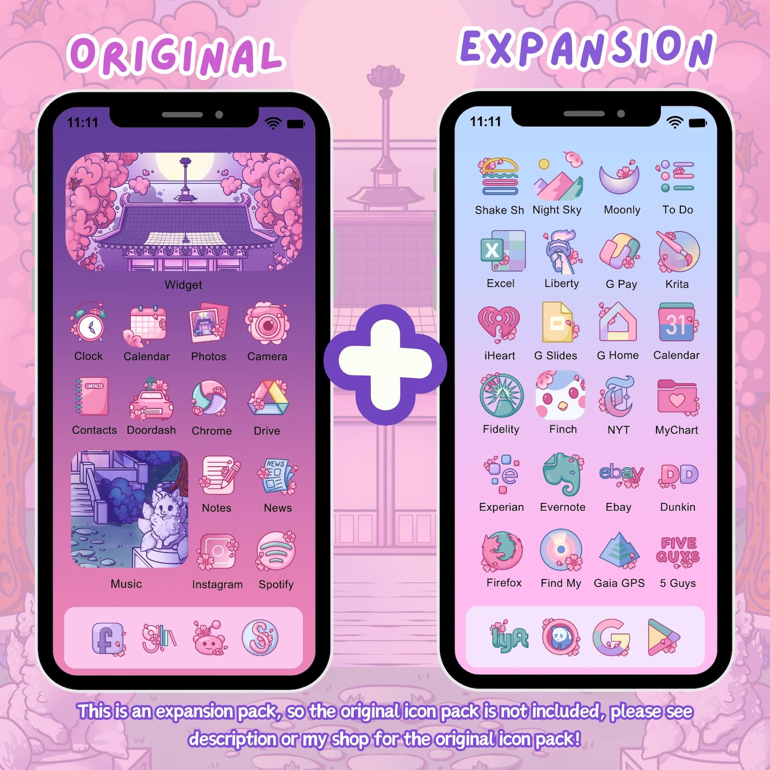 Sakura Pavilion EXPANSION Icon Pack for Ios Android Tablet Kawaii Icon ...