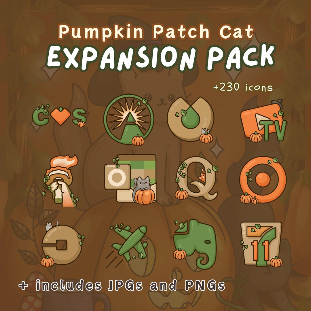 Pumpkin Patch Cat EXPANSION Icon Pack for Ios Android Tablet Halloween ...