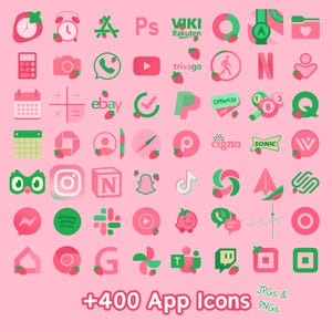 Strawberry App Icon Pack for Ios Android Phone Pink Berry Aesthetic ...