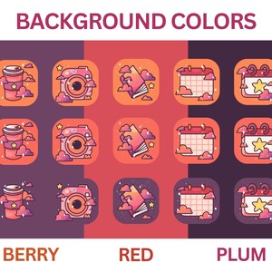 Sunset App Icon Pack Pink Orange Purple Clouds Sky Icons Cute Hand ...