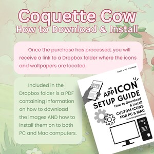 Coquette Cow Computer Icon Pack Desktop Strawberry Theme Pink Aesthetic ...