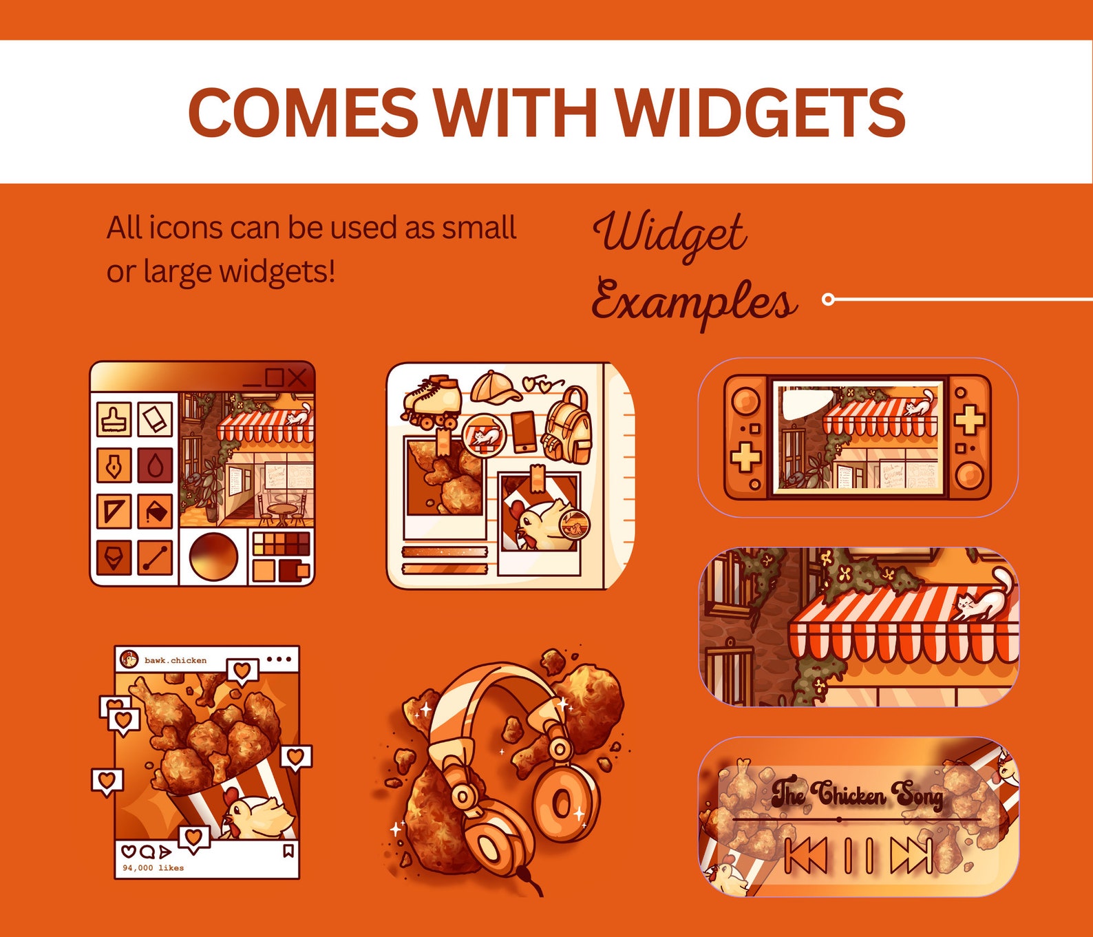 Fried Chicken Ios App Icon Pack for iPhone Android Funny Food Icons for ...