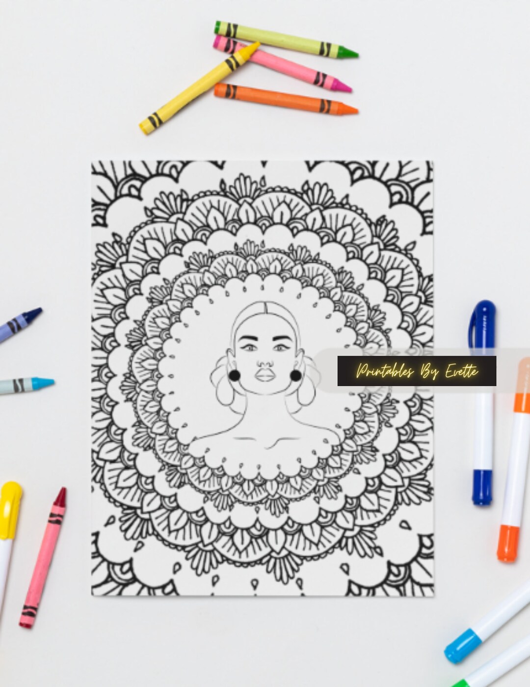 Empowerment Mandala Coloring Sheet - Beautiful Black Woman Art, Adult ...