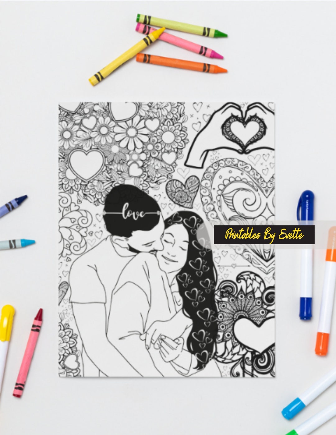 Couple in Love Coloring Page L Instant Download L Love Coloring Sheet L ...