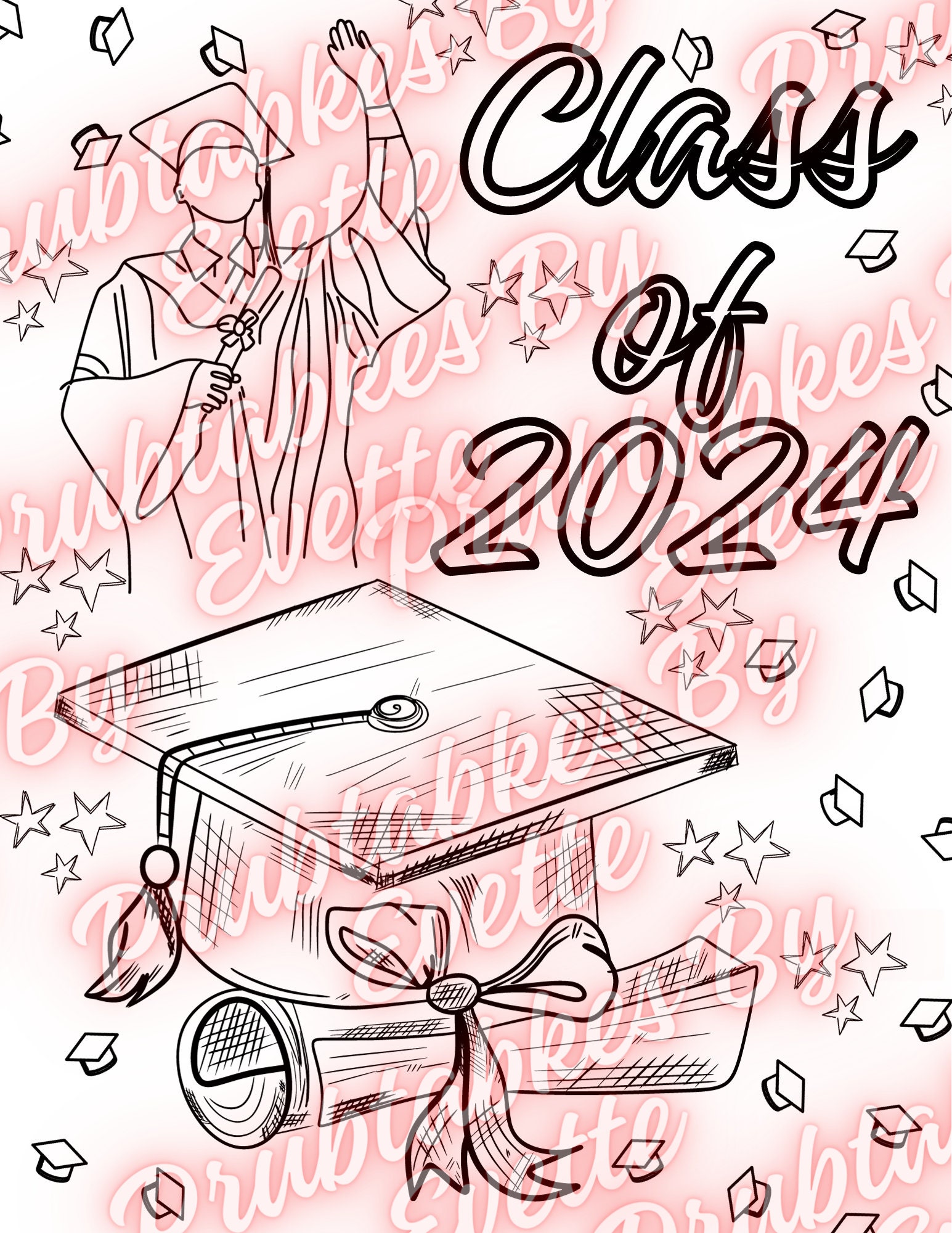Graduating Male Coloring Page L Graduation Class of 2024 L Gift for ...