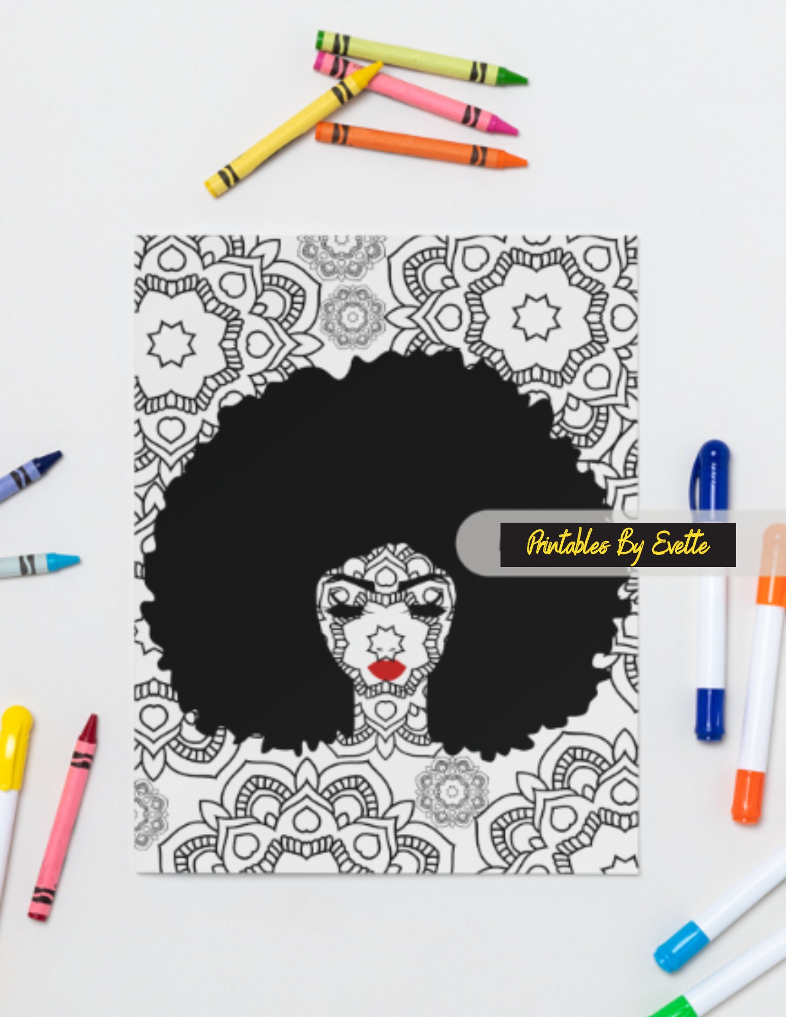 Black Woman With an Afro Coloring Page - Black Woman With Full Natural ...