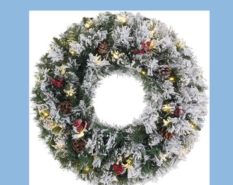 24 Inch Pre Lit Wreath - Etsy