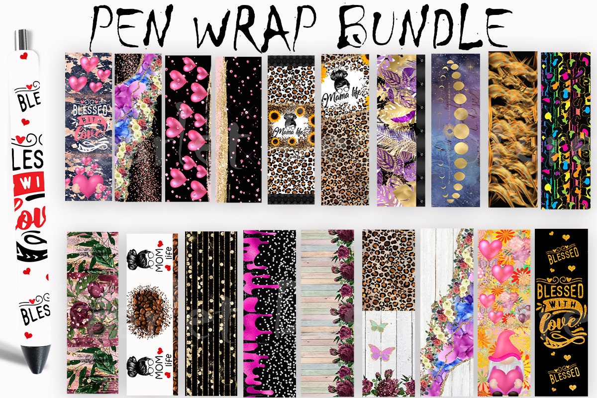 Pen Wrap Bundle,20 Pen Decal,glitter Waterslide,glitter Pen Patterns ...