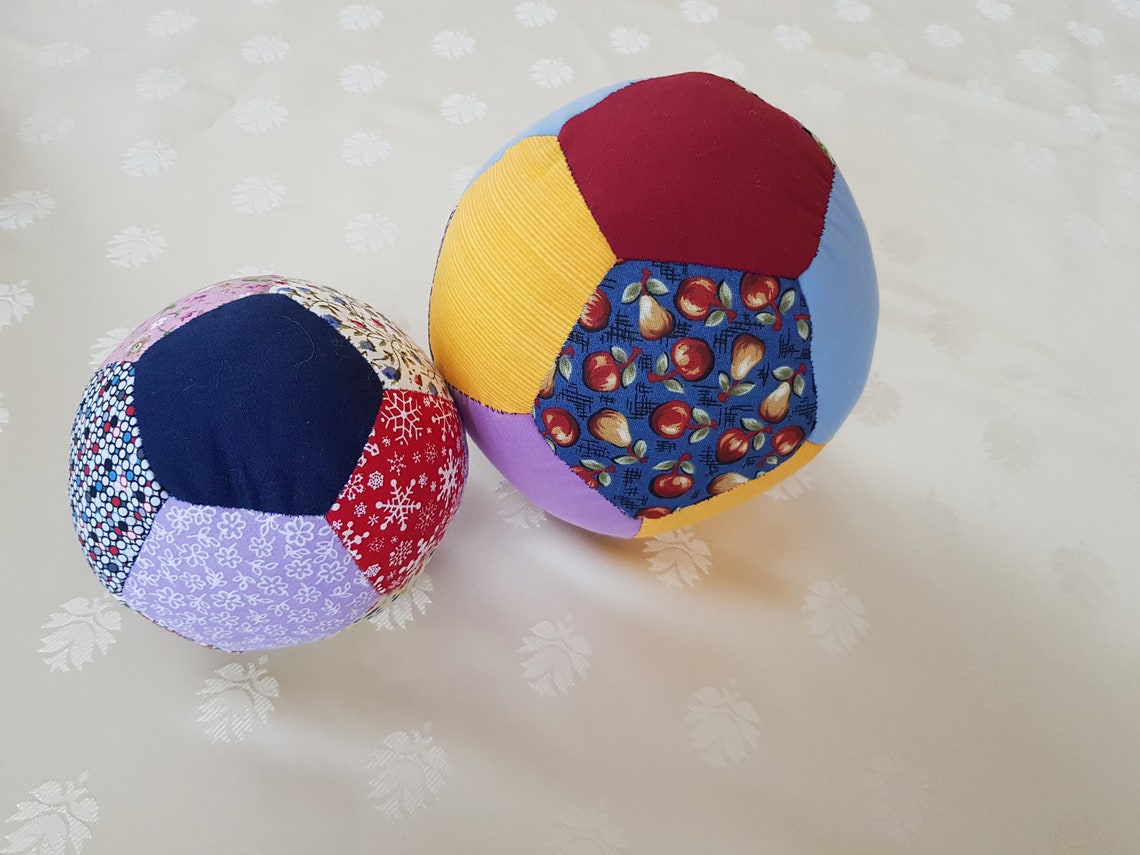 Colorful Patchwork Balls for Baby, Stuffed Fabric Ball, Hand Sewn Soft ...